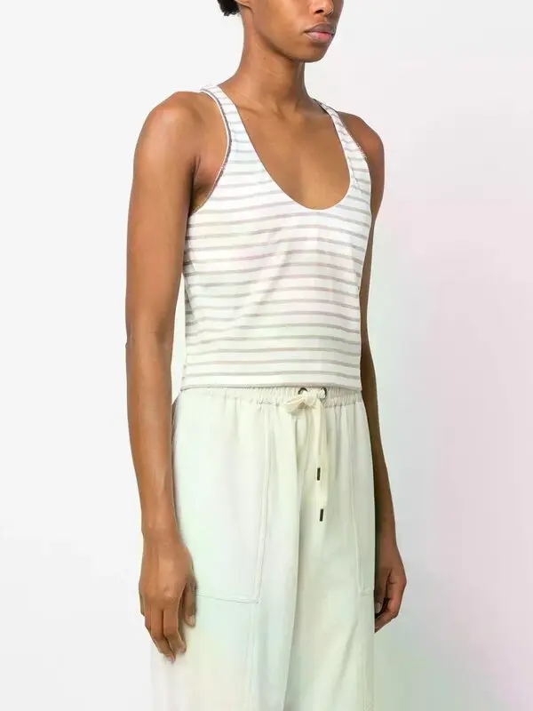 Brunello Cucinelli Scoop-neck Striped Vest Top