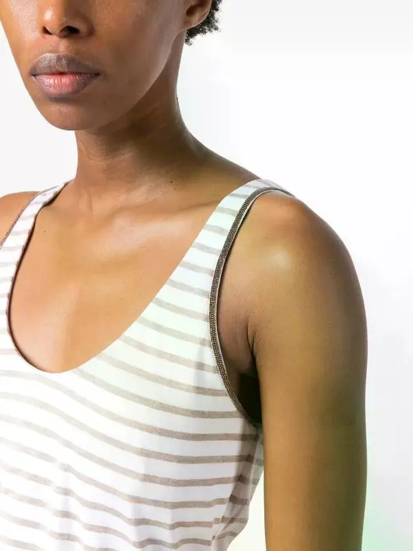 Brunello Cucinelli Scoop-neck Striped Vest Top