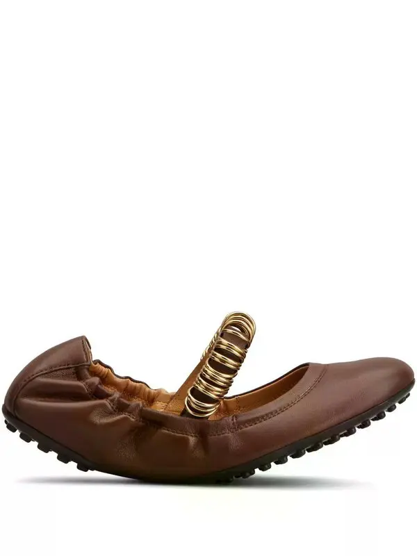 TOD'S Dee Ballerina Shoes With Ring Embellishment - Brown