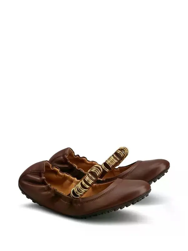 TOD'S Dee Ballerina Shoes With Ring Embellishment - Brown