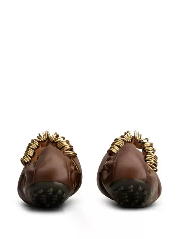 TOD'S Dee Ballerina Shoes With Ring Embellishment - Brown