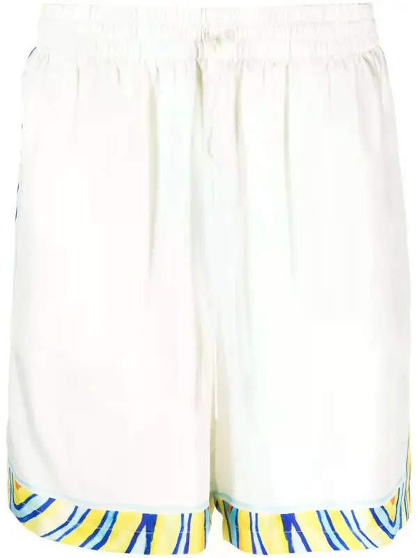 Casablanca Tennis Club Icon Silk Shorts - Neutrals
