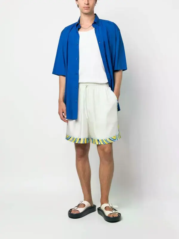 Casablanca Tennis Club Icon Silk Shorts - Neutrals