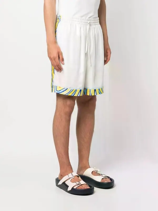Casablanca Tennis Club Icon Silk Shorts - Neutrals