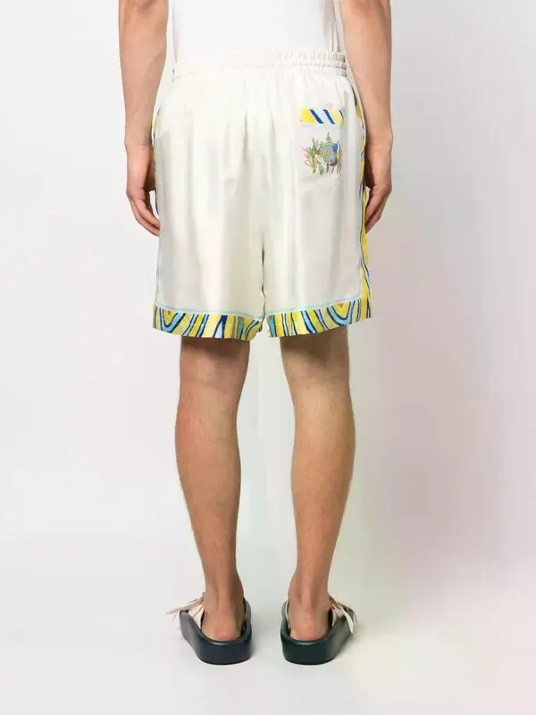 Casablanca Tennis Club Icon Silk Shorts - Neutrals