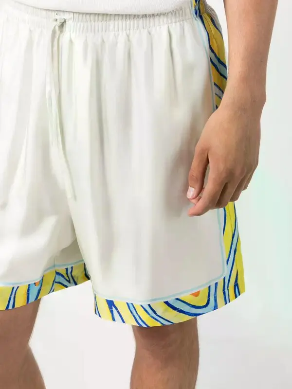 Casablanca Tennis Club Icon Silk Shorts - Neutrals