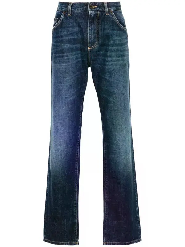 Dolce & Gabbana Logo-embroidered Straight-leg Jeans