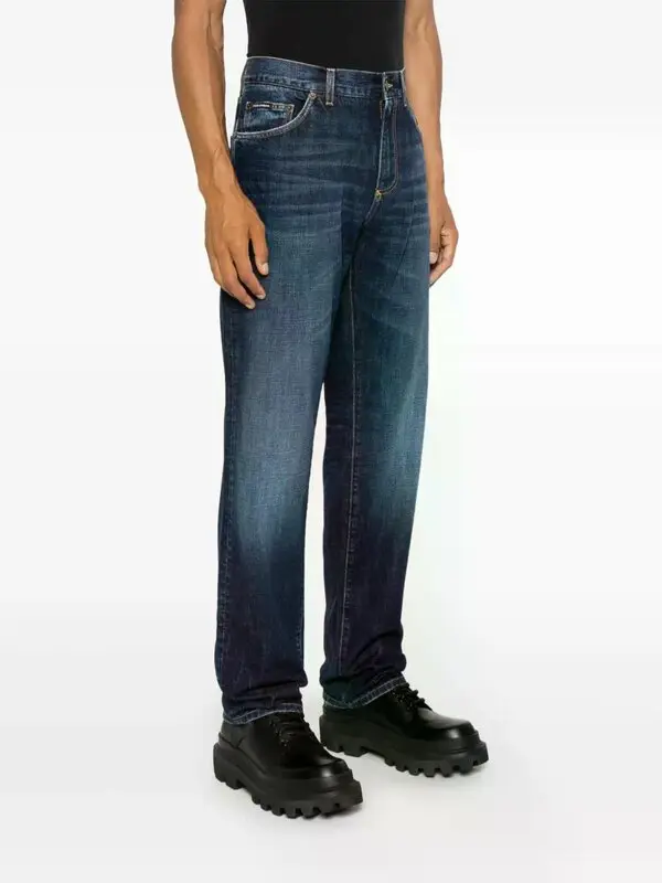 Dolce & Gabbana Logo-embroidered Straight-leg Jeans
