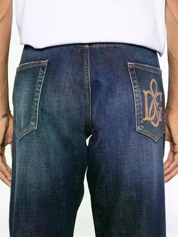 Dolce & Gabbana Logo-embroidered Straight-leg Jeans
