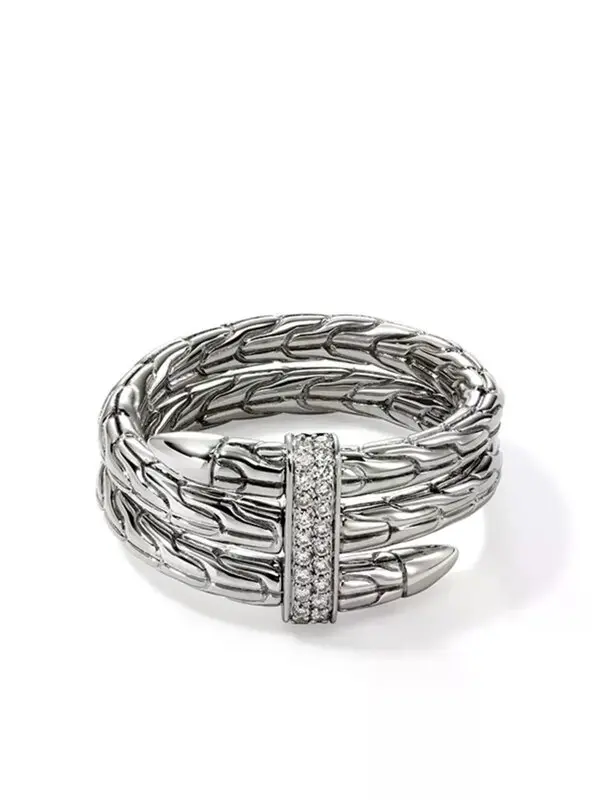 John Hardy Sterling Diamond Spear Ring - Silver