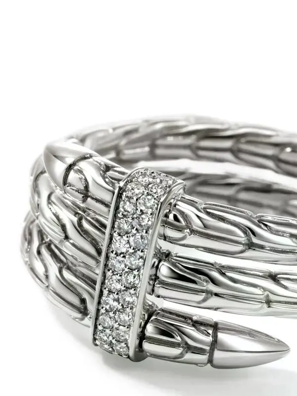 John Hardy Sterling Diamond Spear Ring