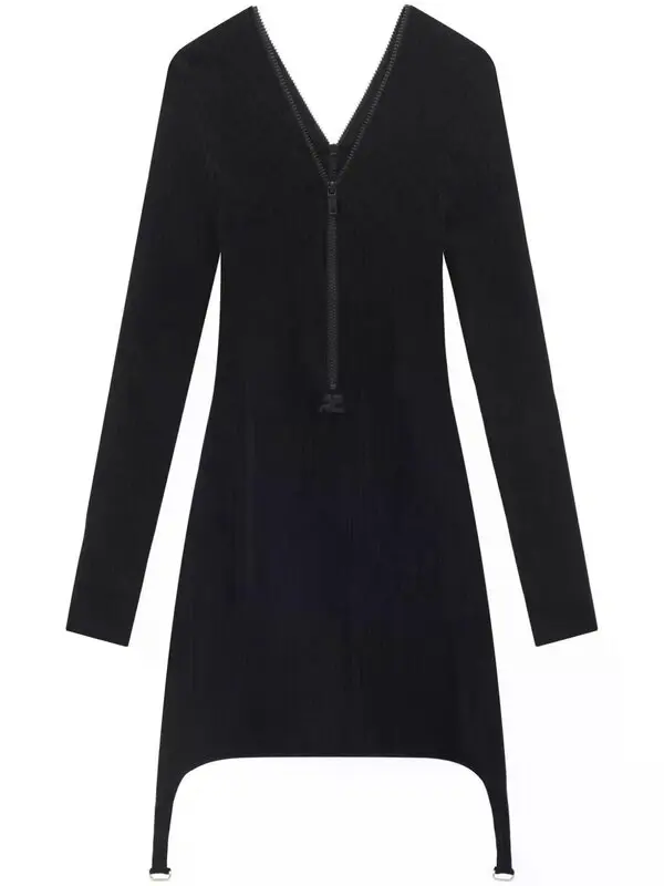 COURREGES Ribbed-knit Zip-up Dress
