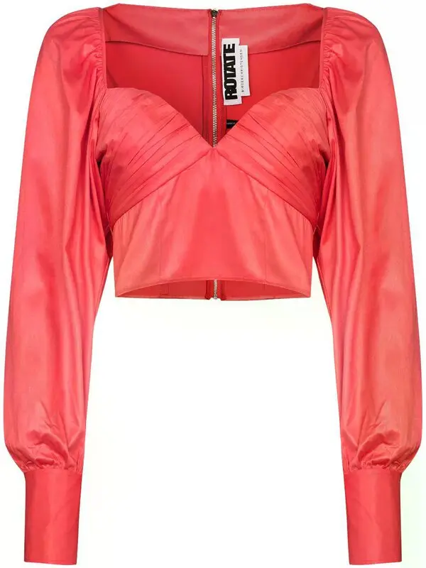 ROTATE BY BIRGER CHRISTENSEN Deep V-neck Ruched Blouse
