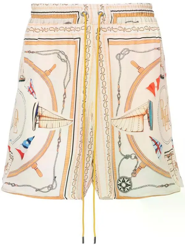 Rhude Nautica Silk Shorts - Neutrals