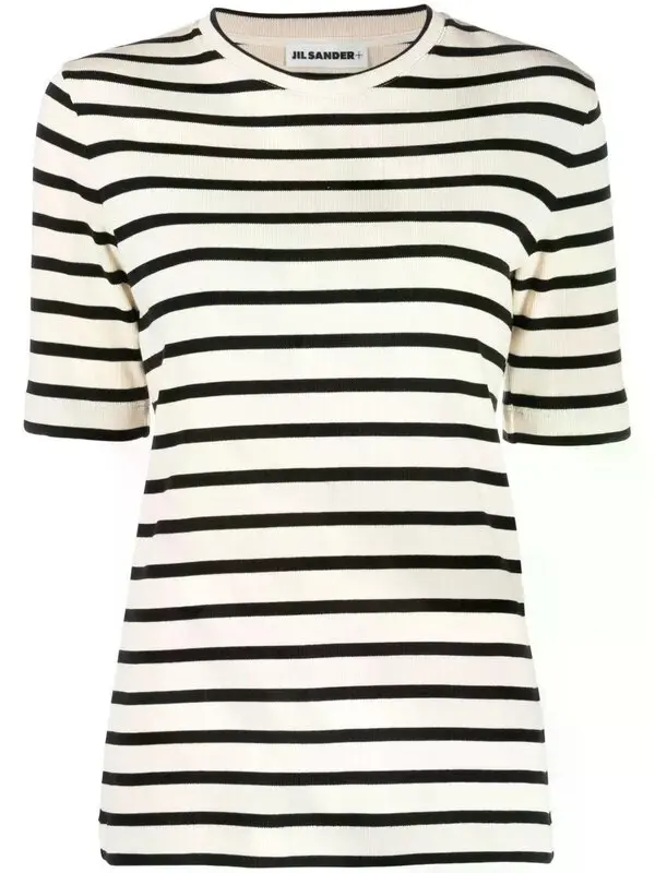 JIL SANDER Striped Cotton T-shirt - Neutrals