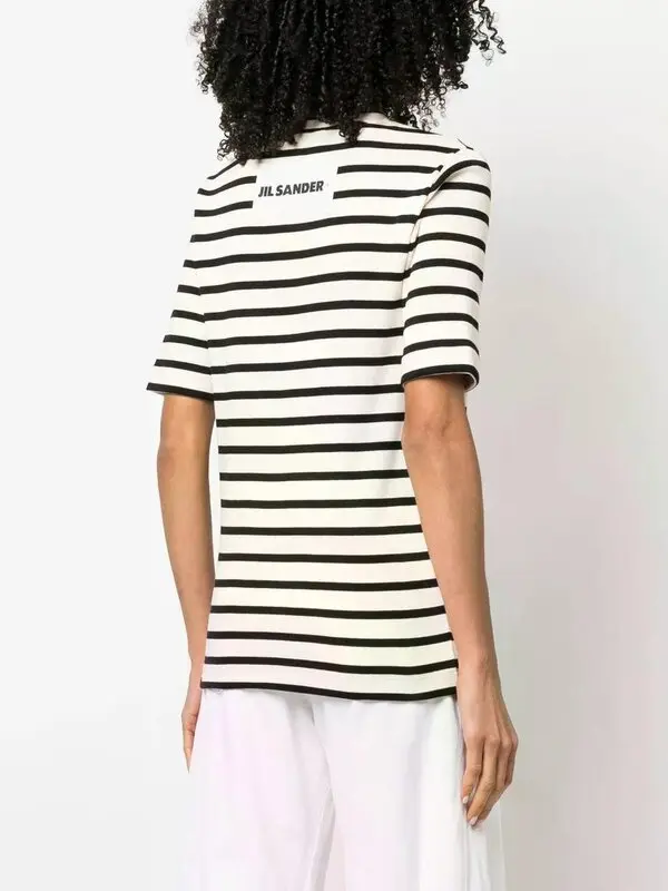 JIL SANDER Striped Cotton T-shirt - Neutrals