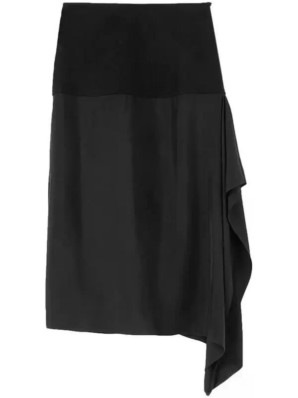 JIL SANDER Wool Draped Midi Skirt