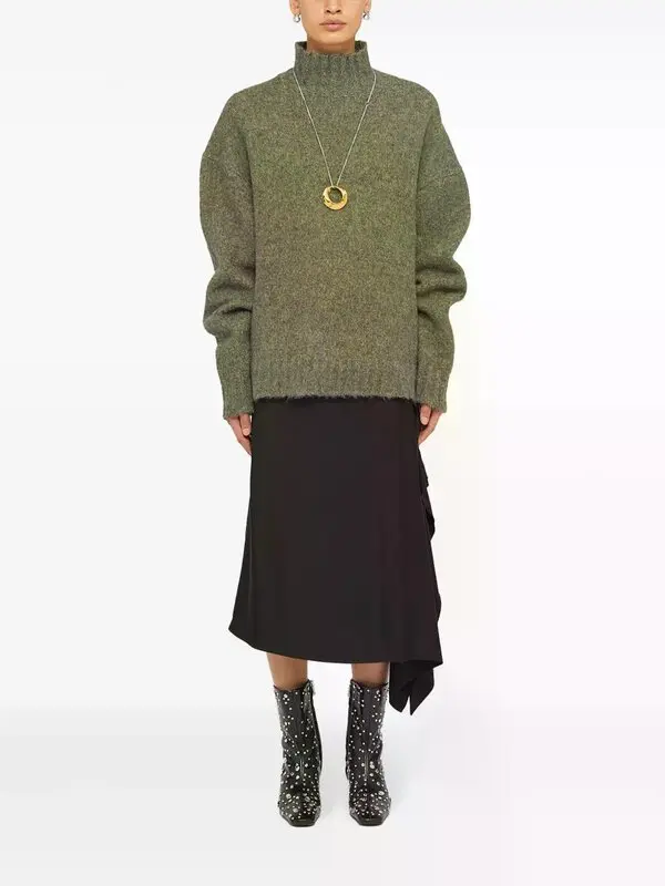 JIL SANDER Wool Draped Midi Skirt