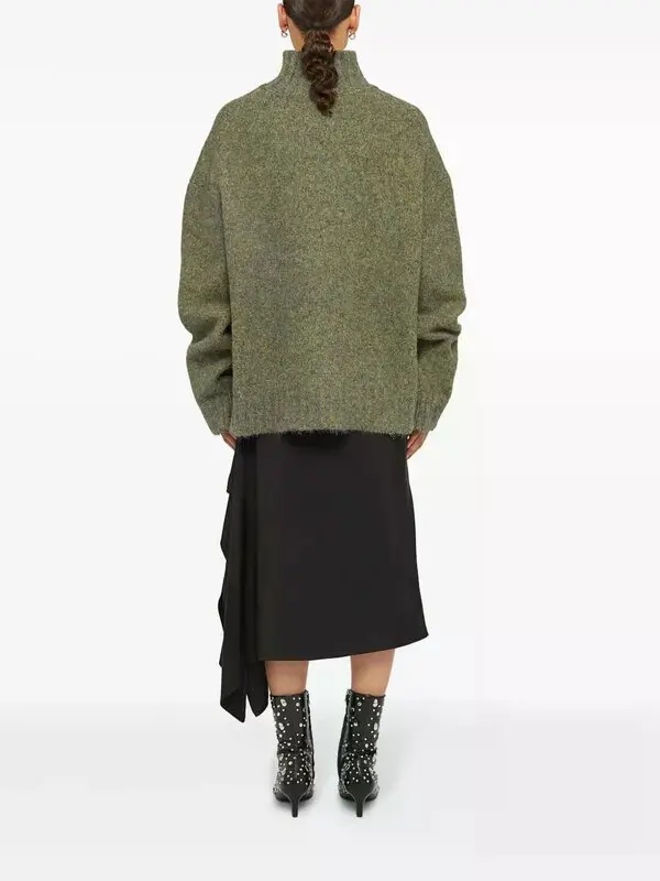 JIL SANDER Wool Draped Midi Skirt