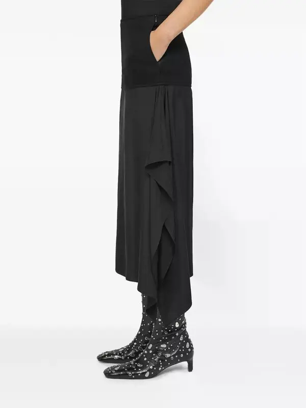 JIL SANDER Wool Draped Midi Skirt