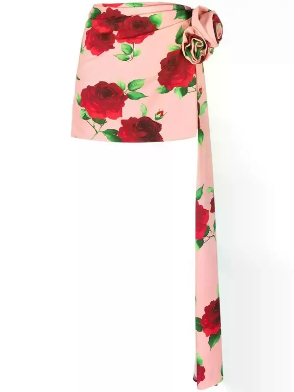 Magda Butrym Rose-print Draped Miniskirt - Pink