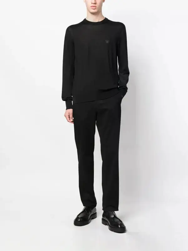 Versace Embroidered Medusa Wool-blend Jumper - Black