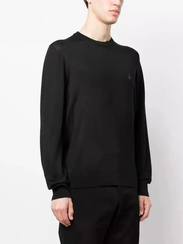 Versace Embroidered Medusa Wool-blend Jumper - Black