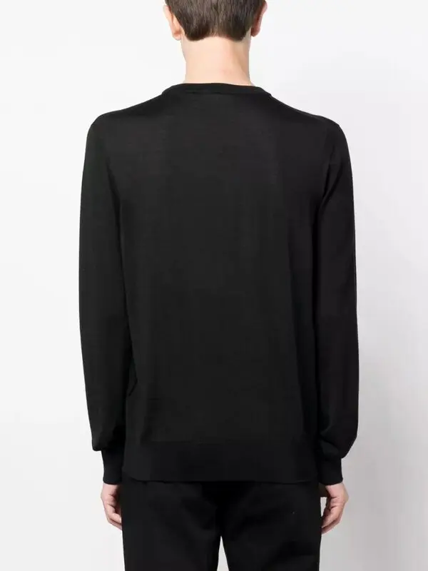 Versace Embroidered Medusa Wool-blend Jumper - Black