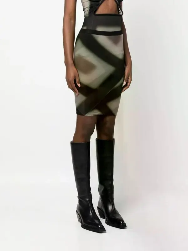 Rick Owens Patterned Midi Skirt - Black