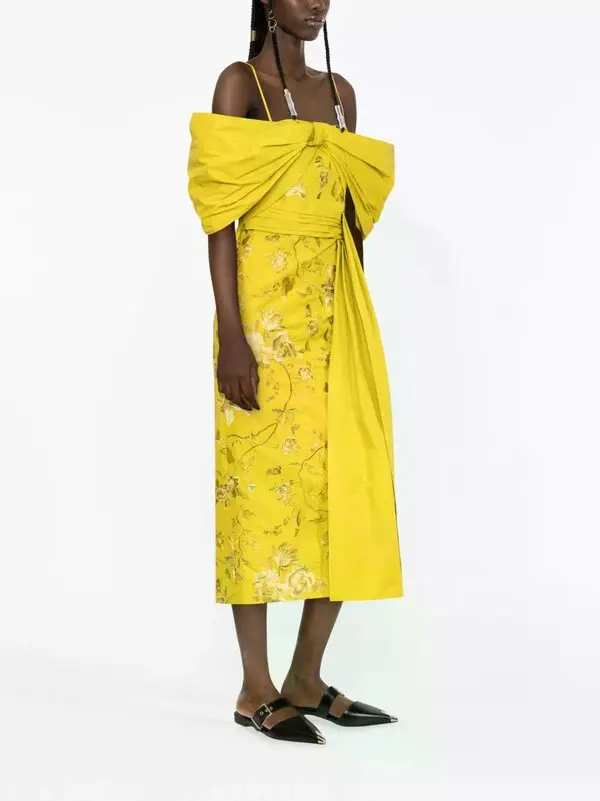 Erdem Evora Off-shoulder Embroidered Dress