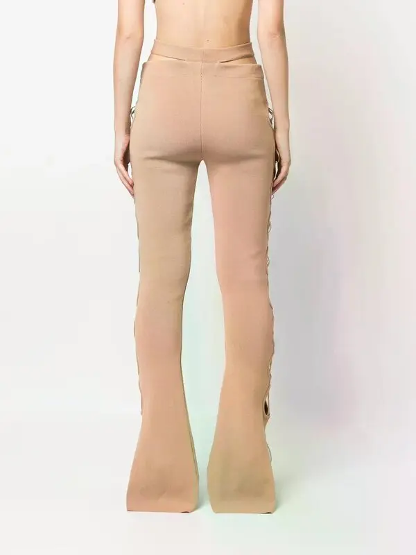 ANDREĀDAMO Cut-out Detail Knitted Flare Pants - Neutrals