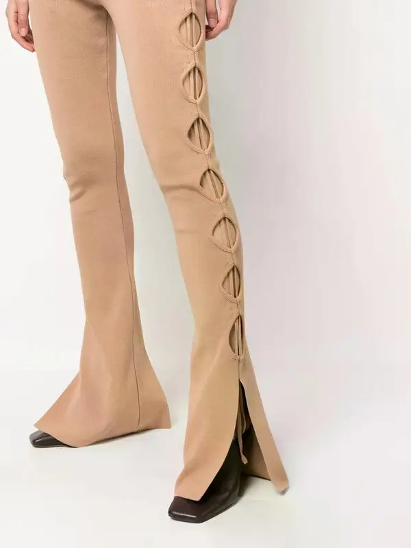 ANDREĀDAMO Cut-out Detail Knitted Flare Pants - Neutrals