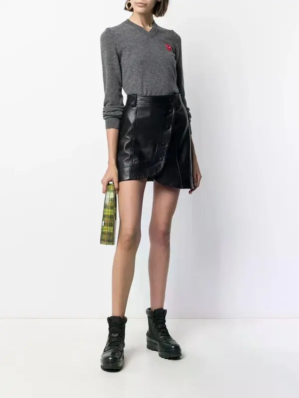 Play Comme Des Garcon Embroidered Motif V-neck Jumper