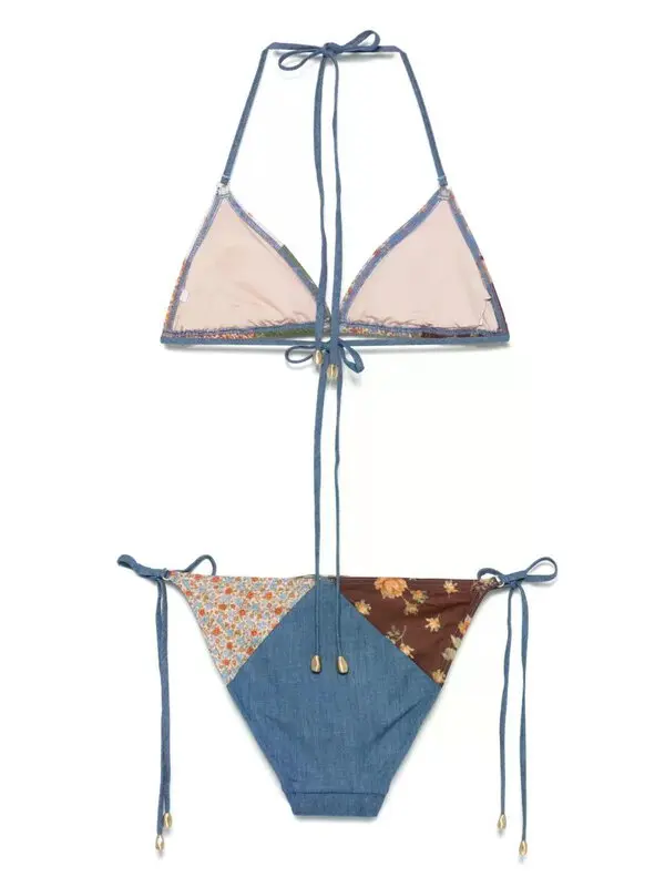 Zimmermann Patchwork-print Bikini Set - Blue