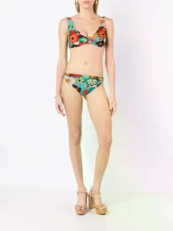 AMIR SLAMA Floral-print Tie-fastened Bikini