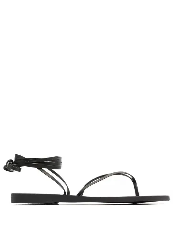 ANCIENT GREEK SANDALS Celia Flat Leather Sandals - Black
