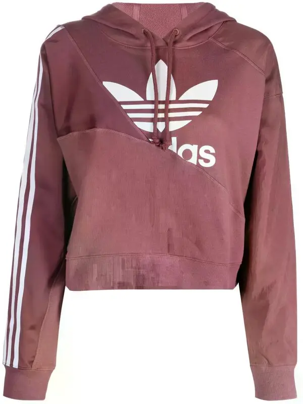 Adidas Cropped Drawstring Hoodie - Red