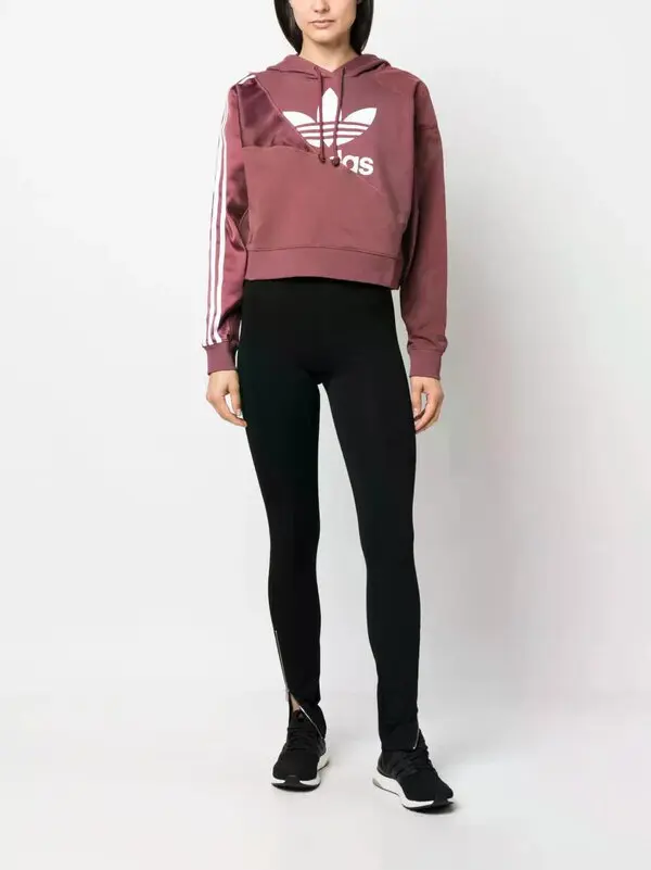 Adidas Cropped Drawstring Hoodie - Red