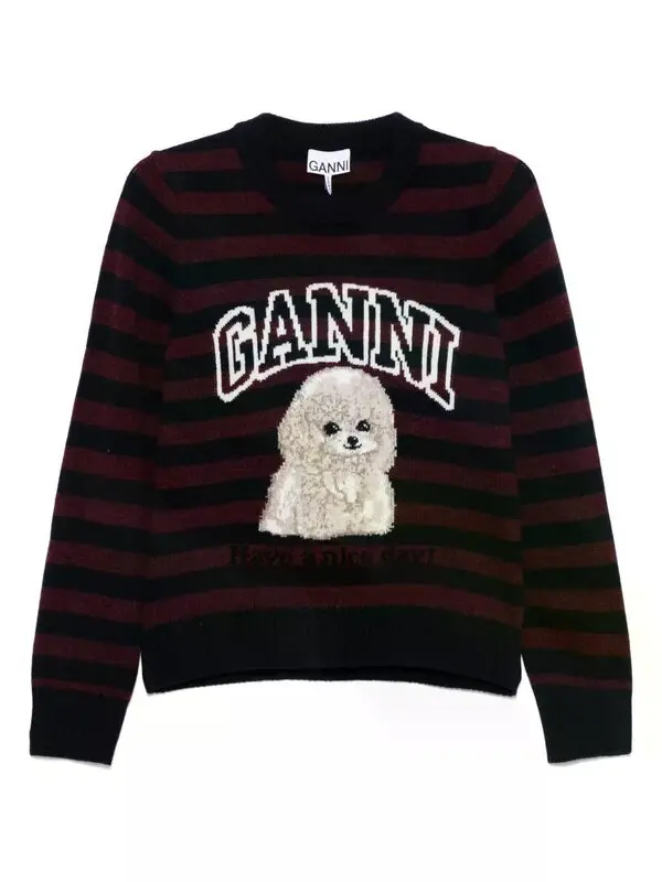GANNI Intarsia-knit Jumper - Blue
