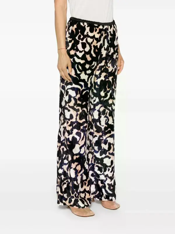 FORTE_FORTE Abstract-print Crushed-velvet Trousers - Blue