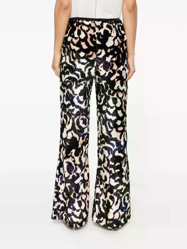FORTE_FORTE Abstract-print Crushed-velvet Trousers - Blue