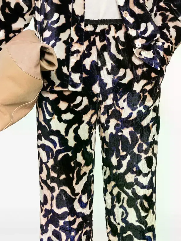 FORTE_FORTE Abstract-print Crushed-velvet Trousers - Blue