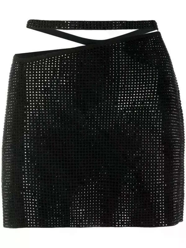 ANDREĀDAMO Rhinestone-embellished Miniskirt - Black