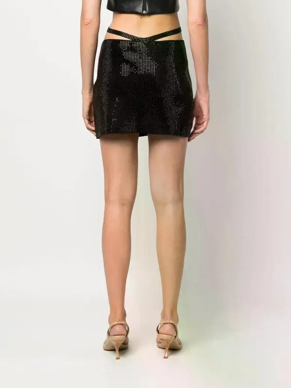 ANDREĀDAMO Rhinestone-embellished Miniskirt - Black