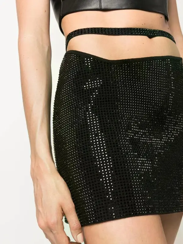 ANDREĀDAMO Rhinestone-embellished Miniskirt - Black
