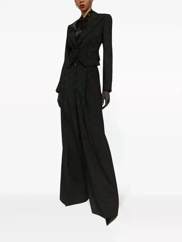 Dolce & Gabbana Logo-jacquard Wool Palazzo Pants