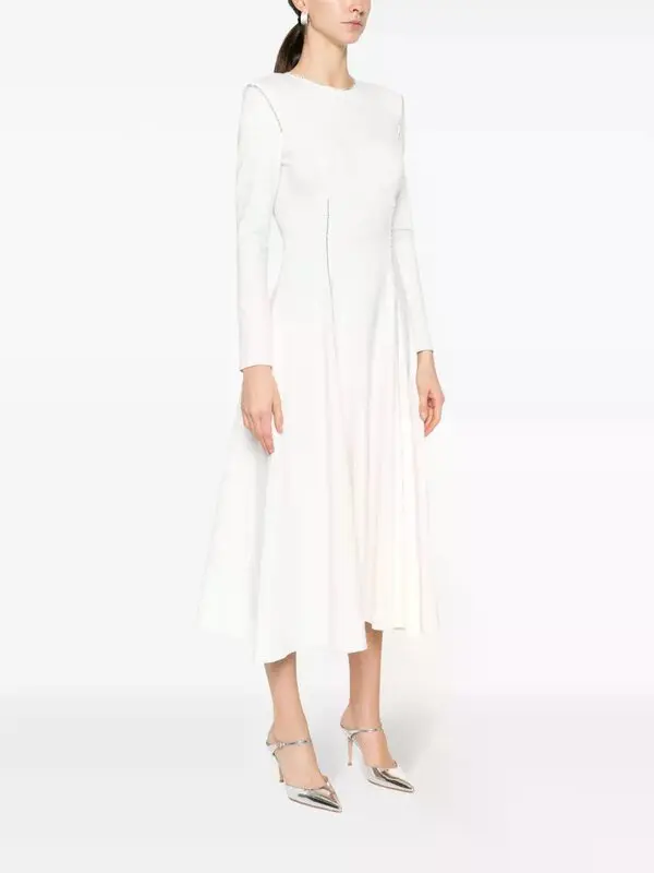 NISSA Rhinestone Embellished Viscose Dress - White