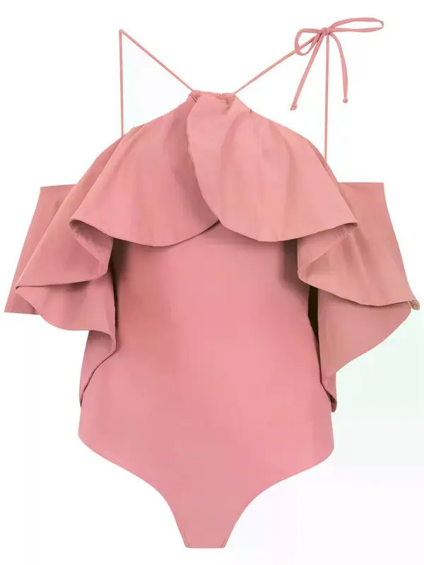 AMIR SLAMA Ruffled Swimsuit - Neutrals