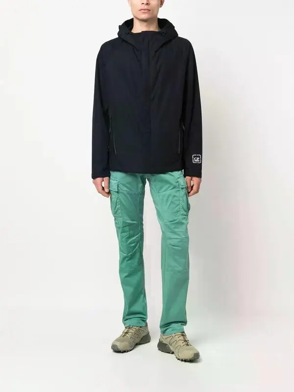 C.P. COMPANY Logo-patch Zipped Hooded Jacket - Blue