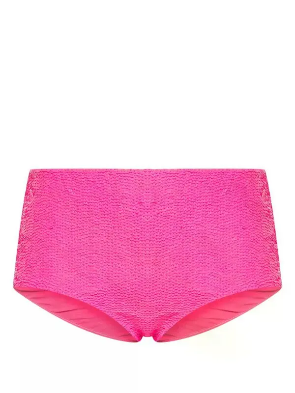 P.a.r.o.s.h Sequined High-waisted Bikini Bottoms - Pink